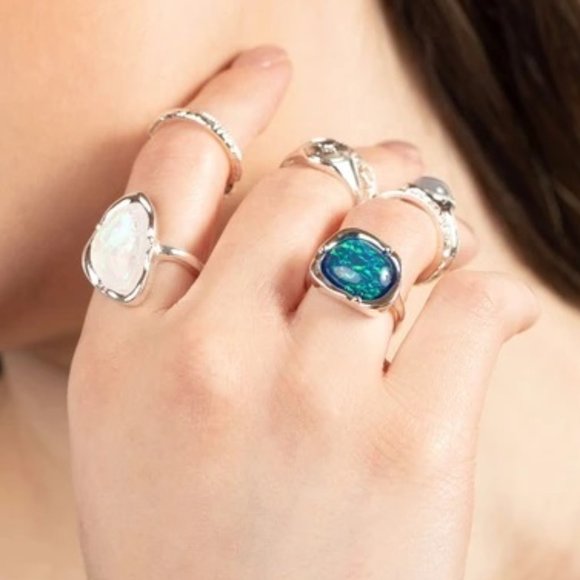 Lovisa | Jewelry | Lovisa 9pc Modern Silver Bluegreen Iridescent Foil ...